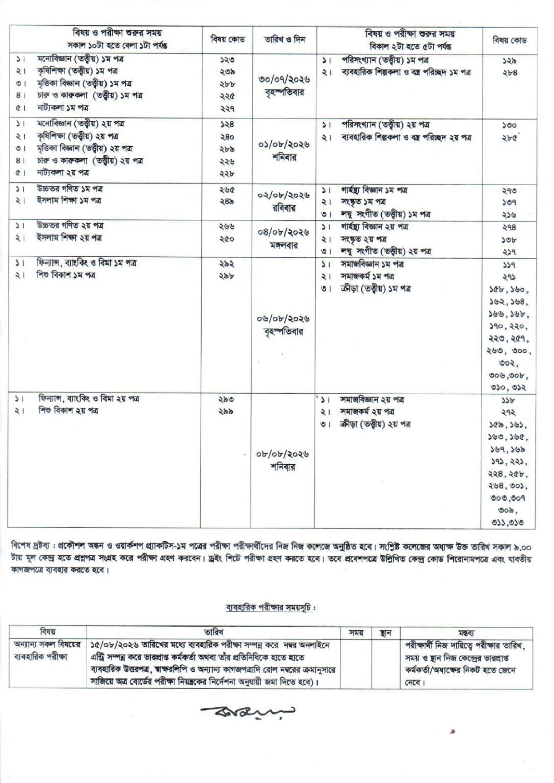 HSC Routine 2026 PDF Download - All Education Board